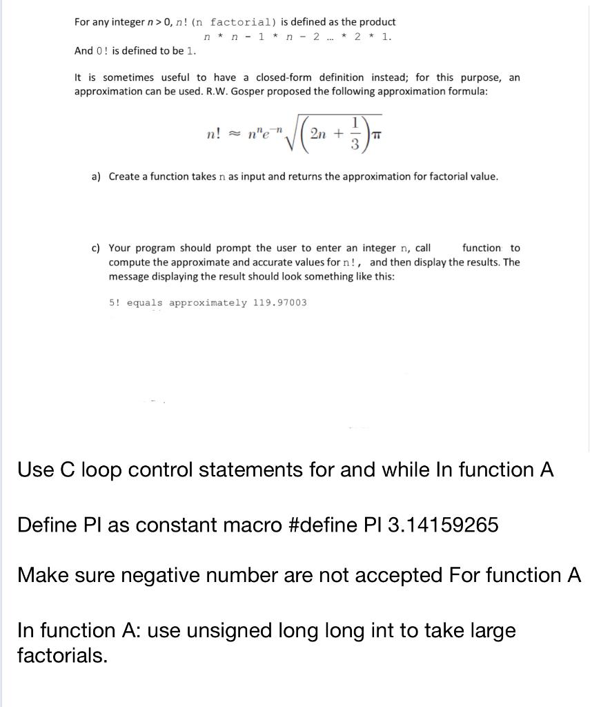 For any integer n > 0, n! (n factorial) is defined as | Chegg.com