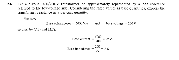 Solved Then the per-unit reactance referred to the | Chegg.com