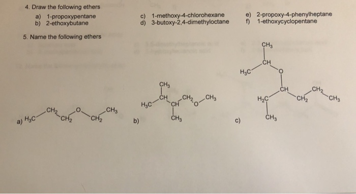 Solved 4. Draw the following ethers b) 2-ethoxybutane 5. | Chegg.com