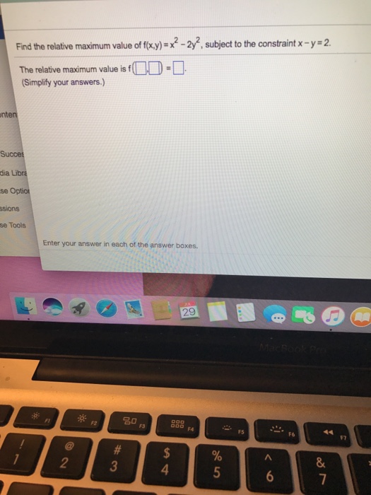 Solved Find the relative maximum value of f(x, y) = x^2 - | Chegg.com