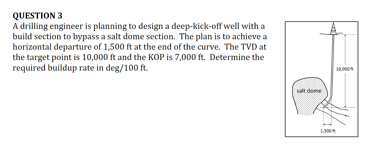 Solved QUESTION 3 A drilling engineer is planning to design | Chegg.com