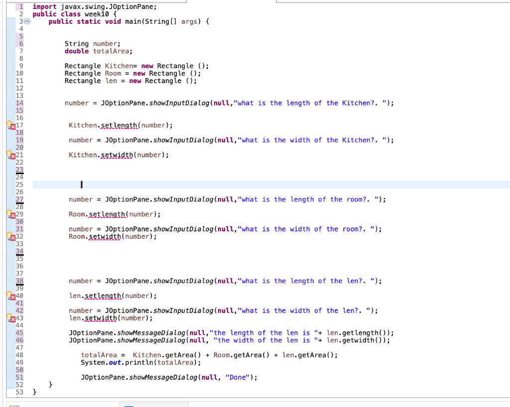 Solved 1 import javax.swing.JOptionPane; 2 public class | Chegg.com