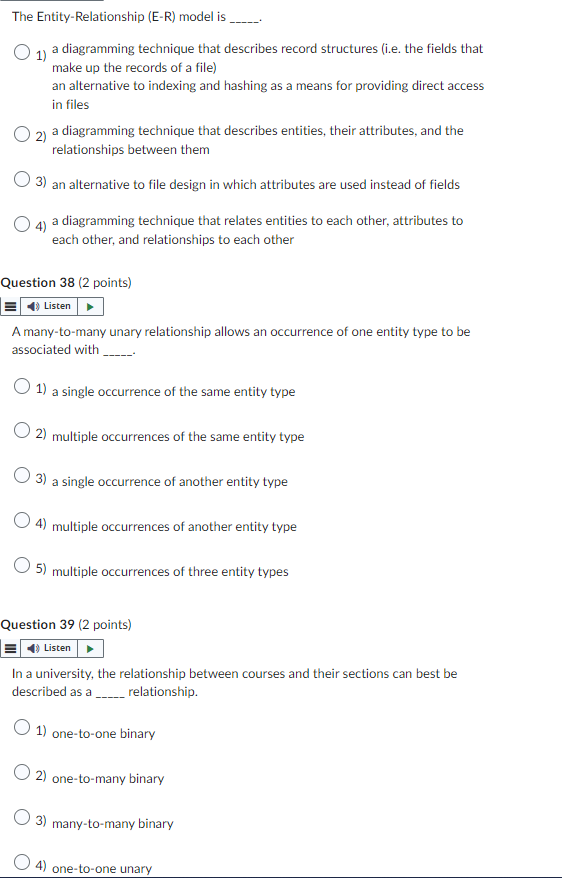Solved The Entity-Relationship (E-R) model is 1) a | Chegg.com