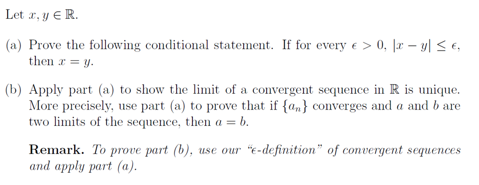 Solved Let x,y∈R. (a) Prove the following conditional | Chegg.com