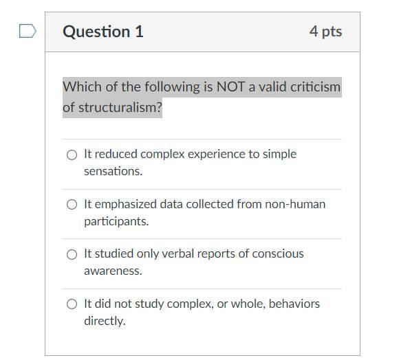 Solved Question 1 4 pts Which of the following is NOT a | Chegg.com