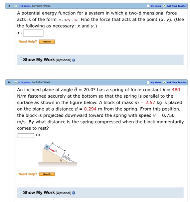 Solved A potential energy function for a system in which a | Chegg.com
