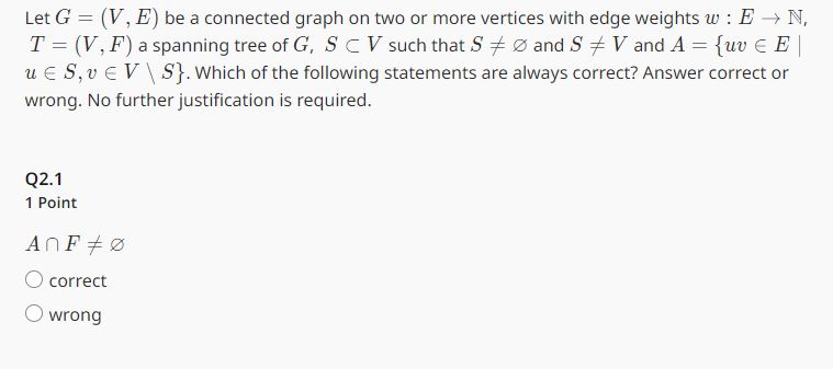 Solved Let \\( G=(V, E) \\) be a connected graph on two or | Chegg.com