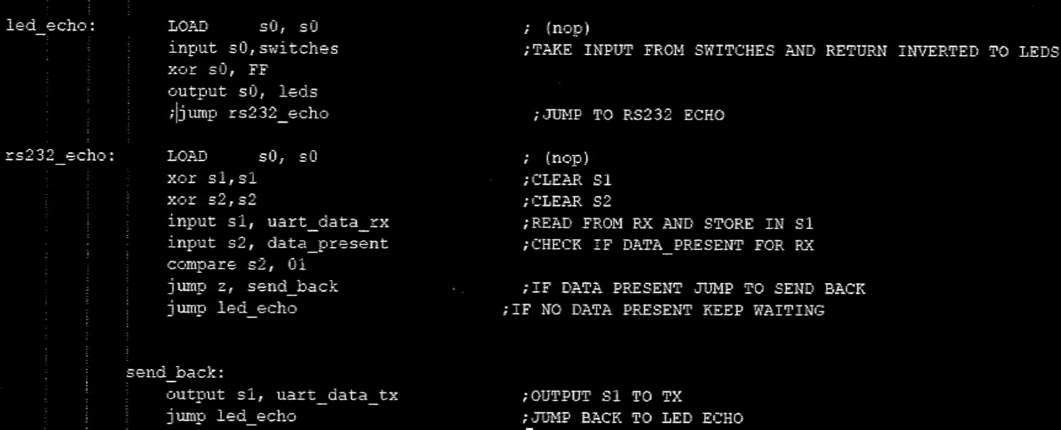 Solved led_echo and rs232_echo: Explain the code below to | Chegg.com