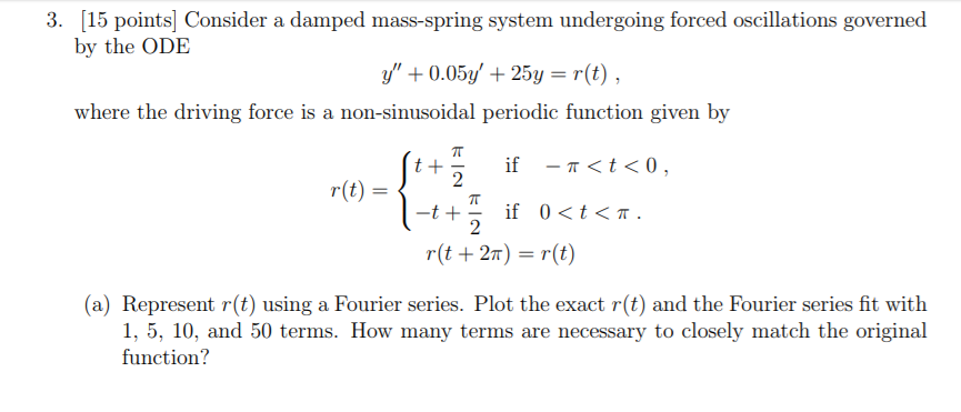 3. [15 points Consider a damped mass-spring system | Chegg.com