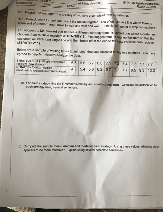 Solved MATH 1342 Signature Assignment ear Secton Last 4 | Chegg.com
