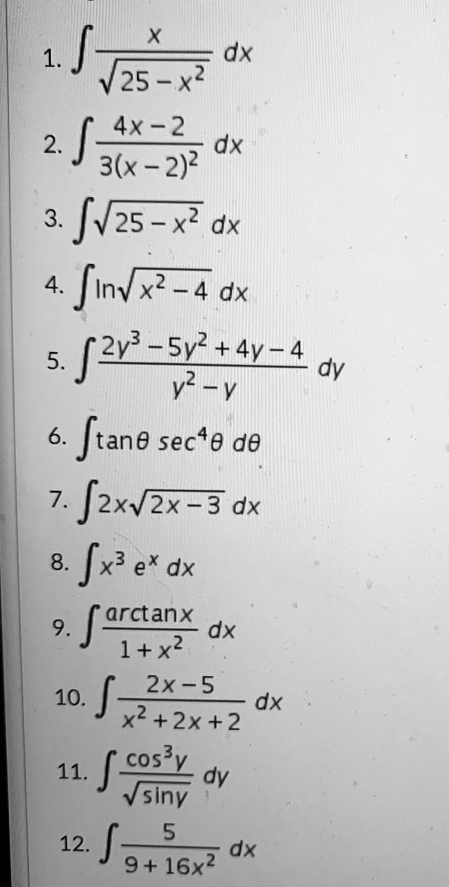Solved Choose three of the following integrals (below) and | Chegg.com
