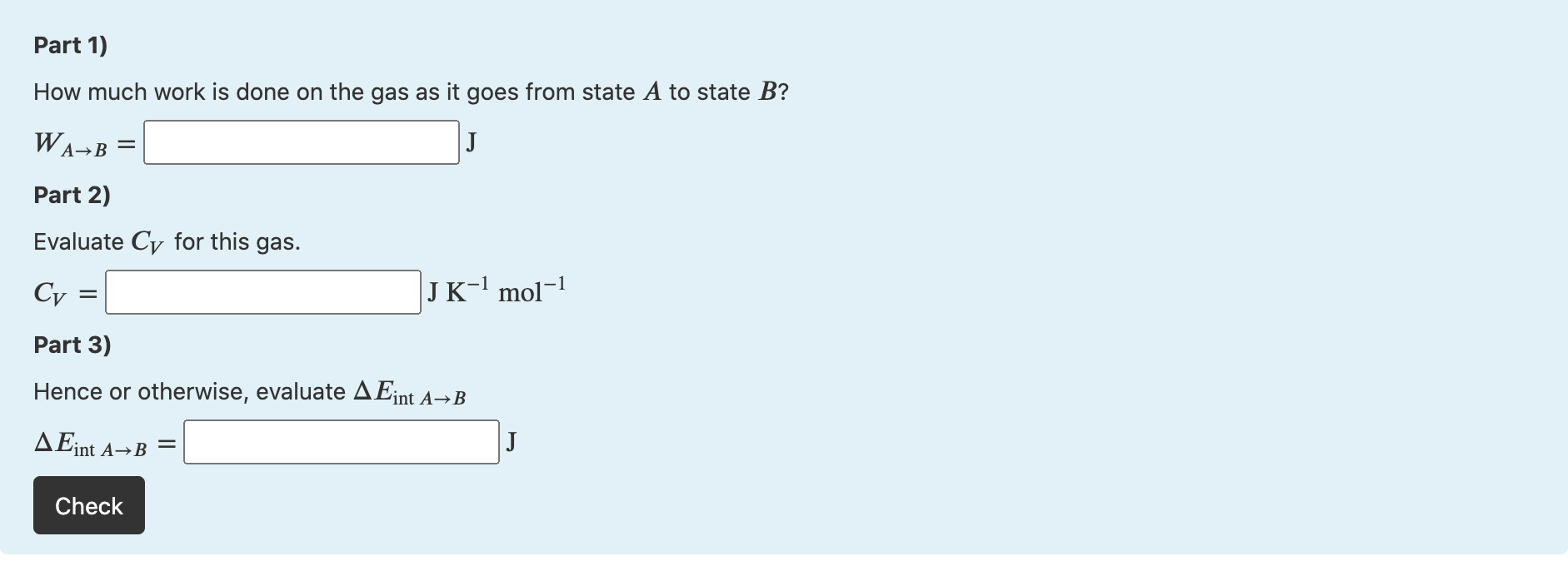 Solved Part 1) How much work is done on the gas as it goes | Chegg.com