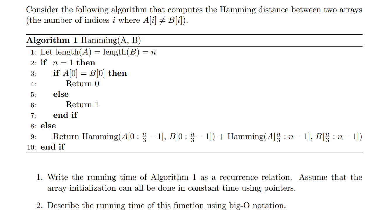 Solved Consider the following algorithm that computes the | Chegg.com