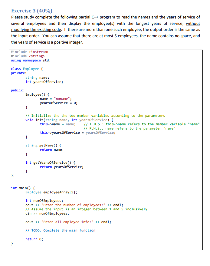 Solved Exercise 3 (40%) Please study complete the following | Chegg.com