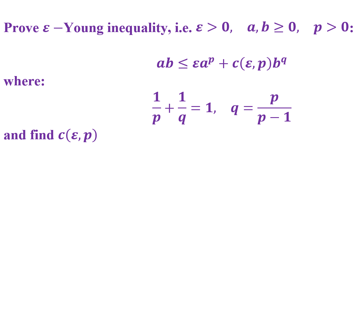 Solved Prove ε-Young inequality, i.e. ε>0,a,b≥0,p>0 : | Chegg.com