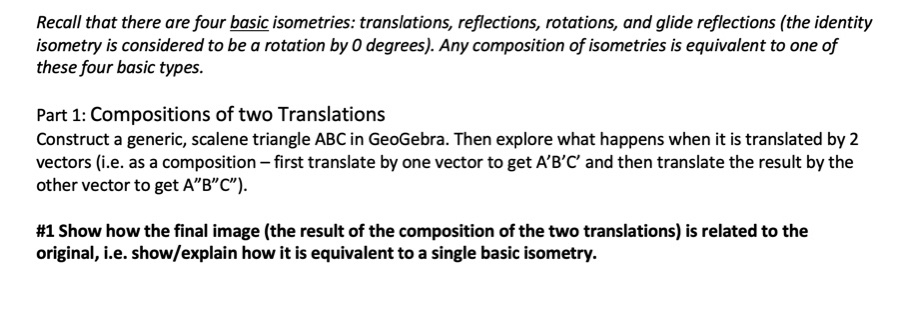Solved Recall that there are four basic isometries: | Chegg.com