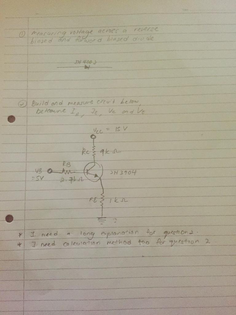 Solved o measuring voltage acroer a biosed and Brwono biased | Chegg.com