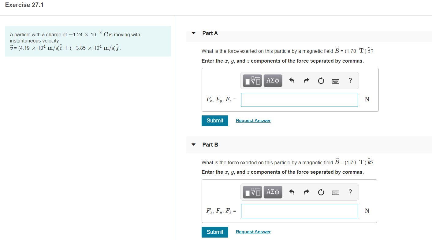Solved Exercise 27.1 Part A A particle with a charge of | Chegg.com