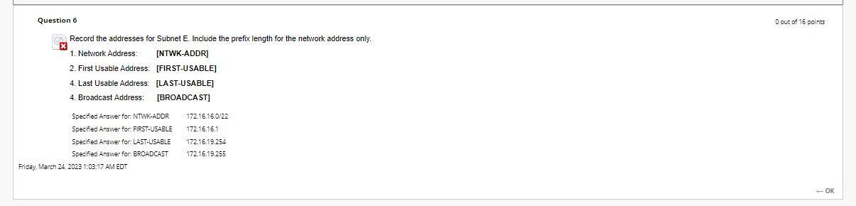 Solved Question 1 O out of 20 points X the network addresses | Chegg.com