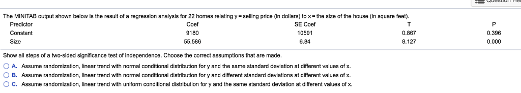 Solved The MINITAB output shown below is the result of a | Chegg.com