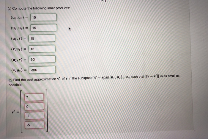 Solved (1 point) Consider C with the usual inner product, | Chegg.com