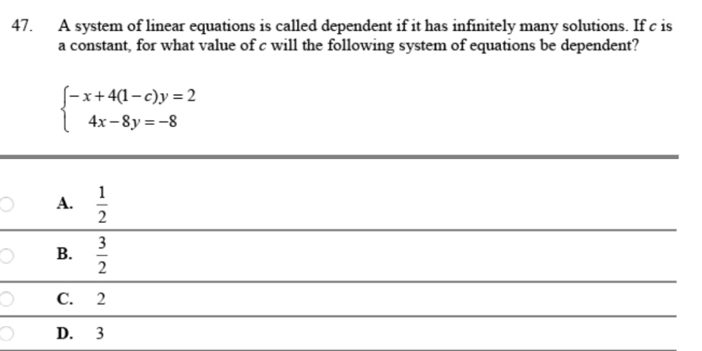 Solved 47 A system of linear equations is called dependent | Chegg.com