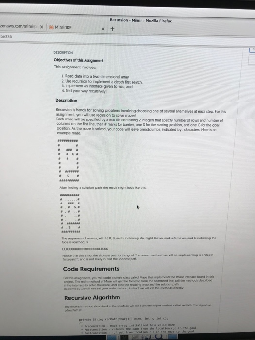 java recursive maze solver, below i have included my | Chegg.com