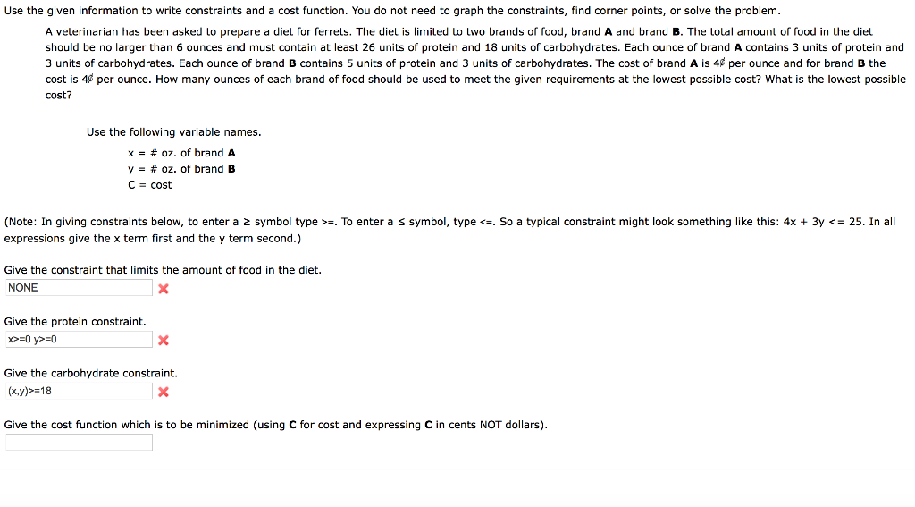 Solved Use the given information to write constraints and a | Chegg.com