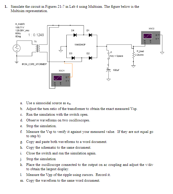 Solved 1. Simulate the circuit in Figures 21−7 in Lab 4 | Chegg.com