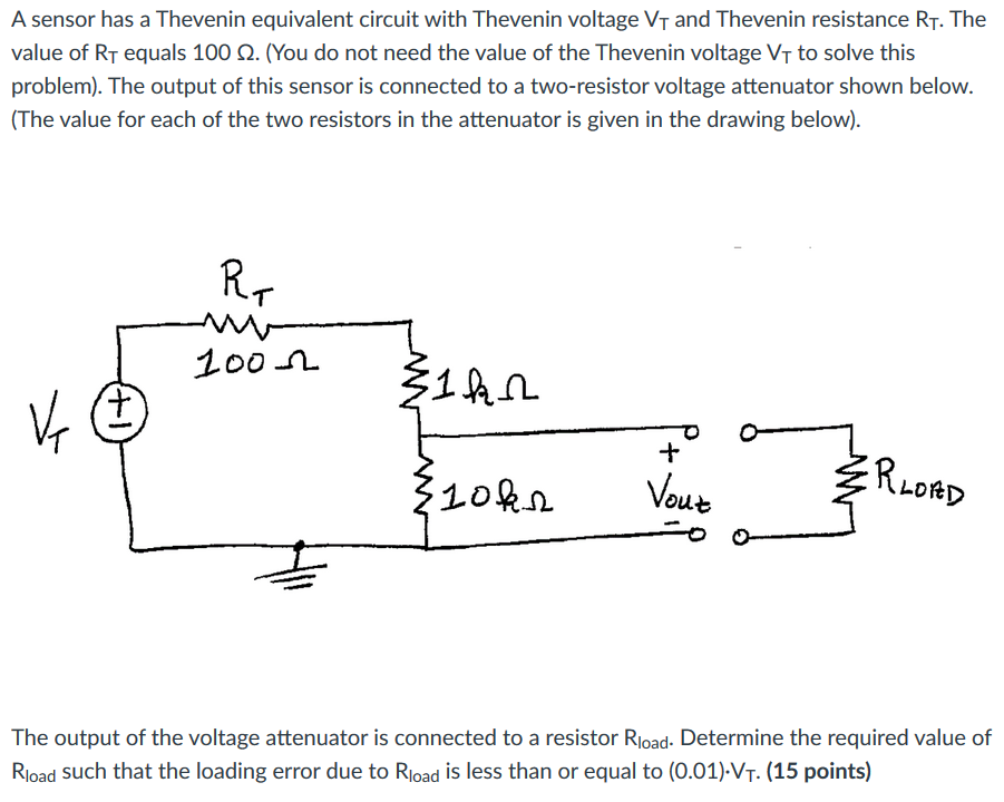 Solved A sensor has a Thevenin equivalent circuit with | Chegg.com