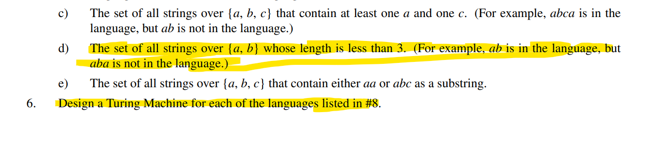Solved c) ﻿The set of all strings over {a,b,c} ﻿that contain | Chegg.com