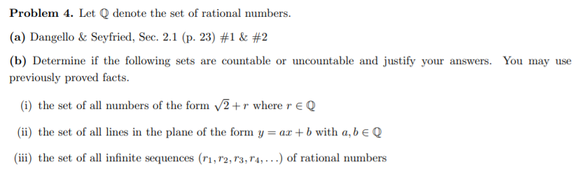 Solved Problem 4. Let Q denote the set of rational numbers. | Chegg.com