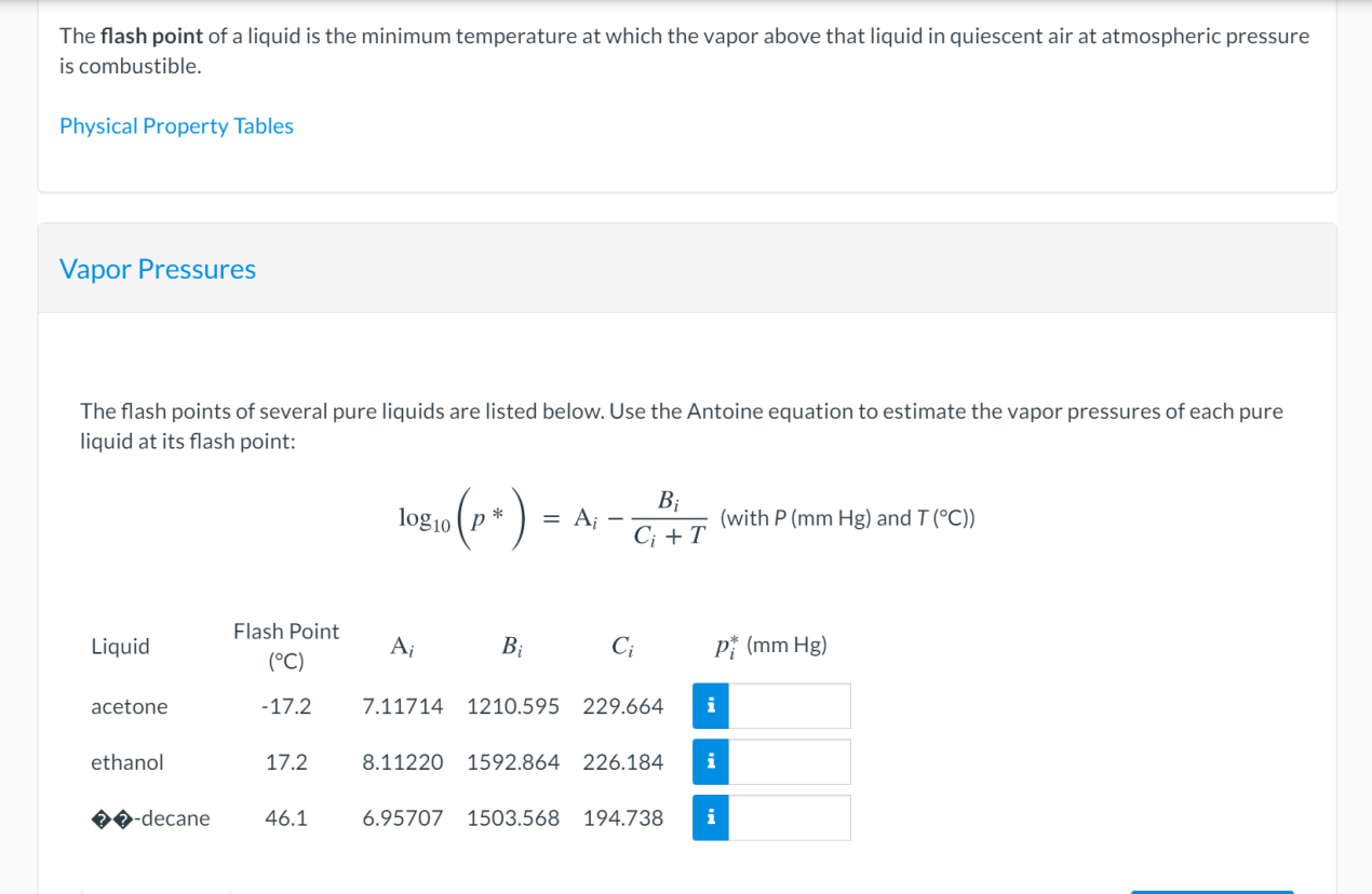 Solved The flash point of a liquid is the minimum | Chegg.com