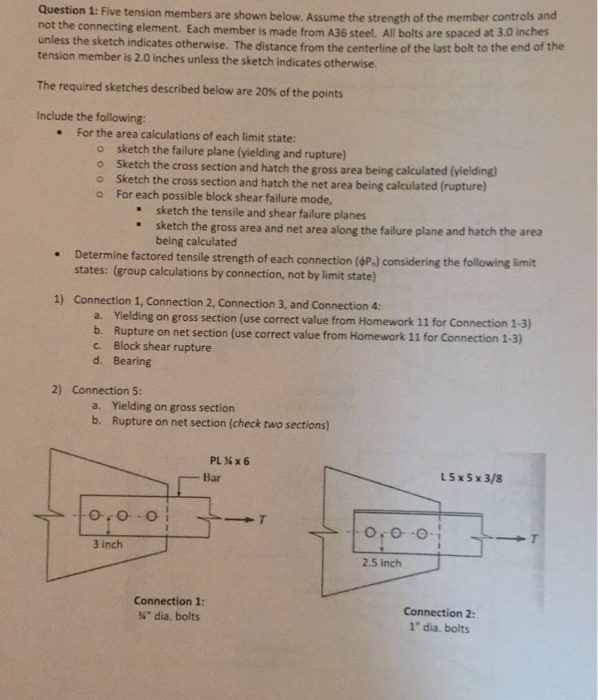 Solved Question 1: Five tension members are shown below. | Chegg.com