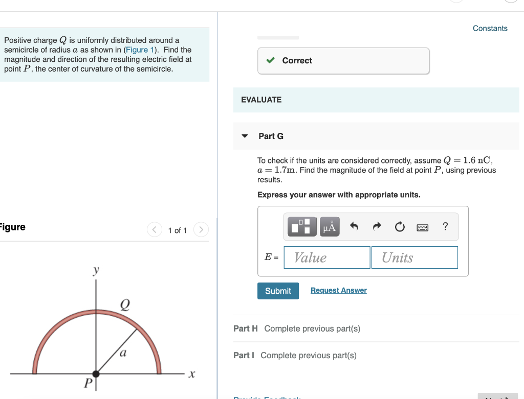 Solved Constants Part E Positive charge Q is uniformly | Chegg.com