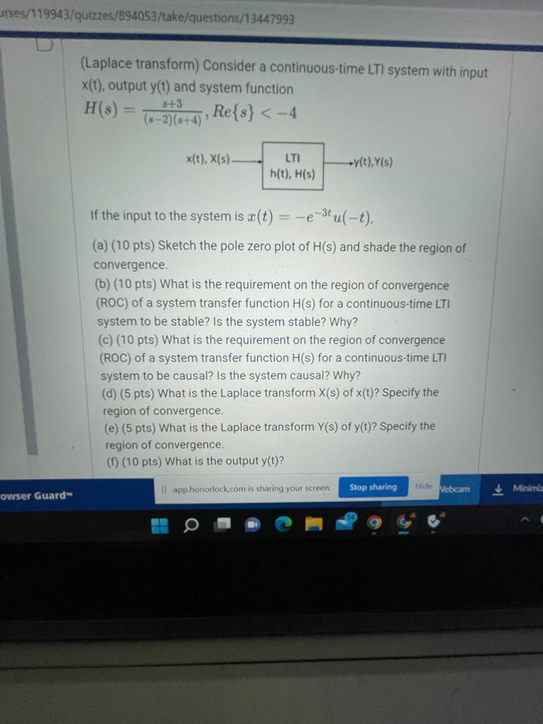 Solved (Laplace transform) Consider a continuous-time LTI | Chegg.com