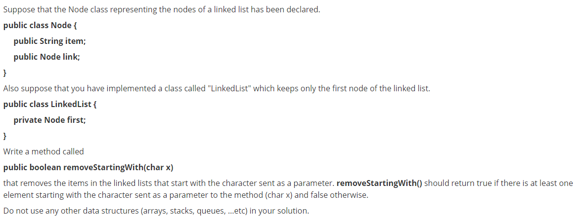 Solved Suppose that the Node class representing the nodes of | Chegg.com