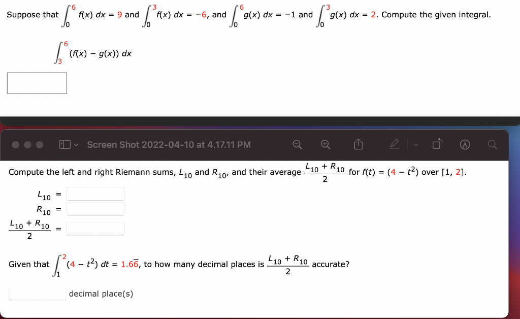 Solved Suppose that f(x) dx = 9 and Para « f(x) dx = -6, and | Chegg.com