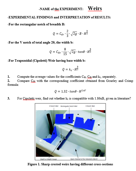 Solved -NAME of the EXPERIMENT: Weir's -EXPERIMENTAL | Chegg.com