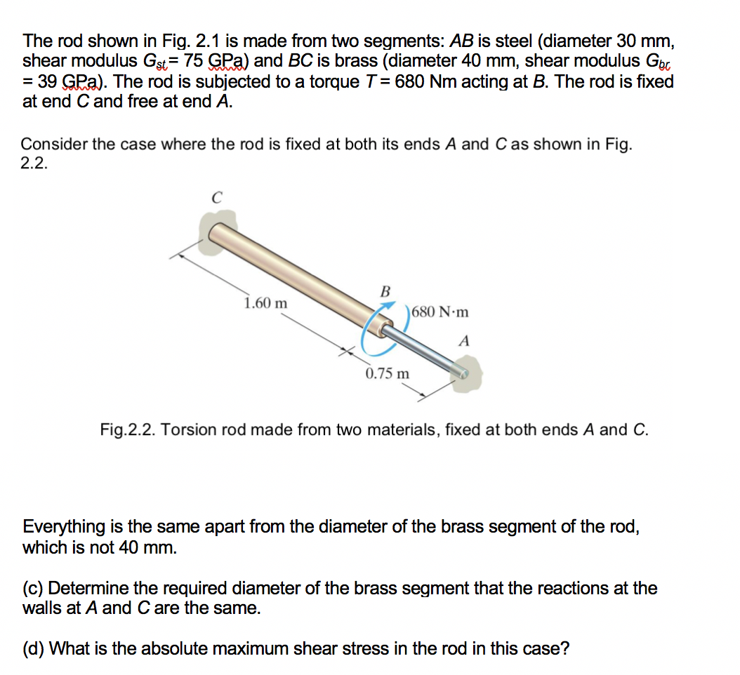 Solved The rod shown in Fig. 2.1 is made from two segments: | Chegg.com