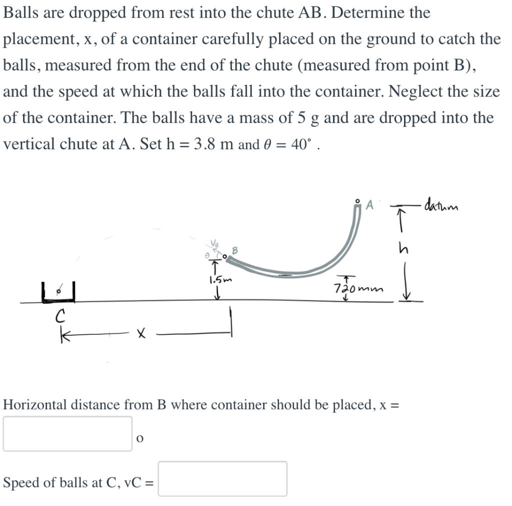 Solved Balls are dropped from rest into the chute AB. | Chegg.com