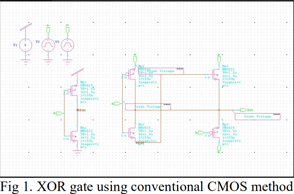 Fig 1. ﻿XOR gate using conventional CMOS methodPlease | Chegg.com
