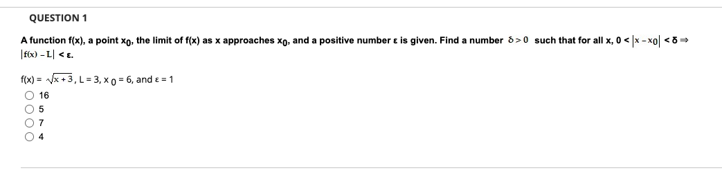 Solved A function f(x), a point x0, the limit of f(x) as x | Chegg.com