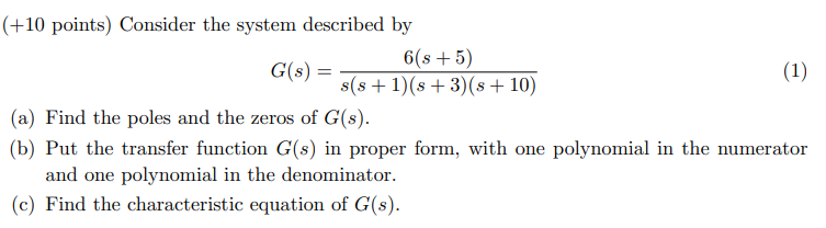 Solved ( +10 points) Consider the system described by | Chegg.com