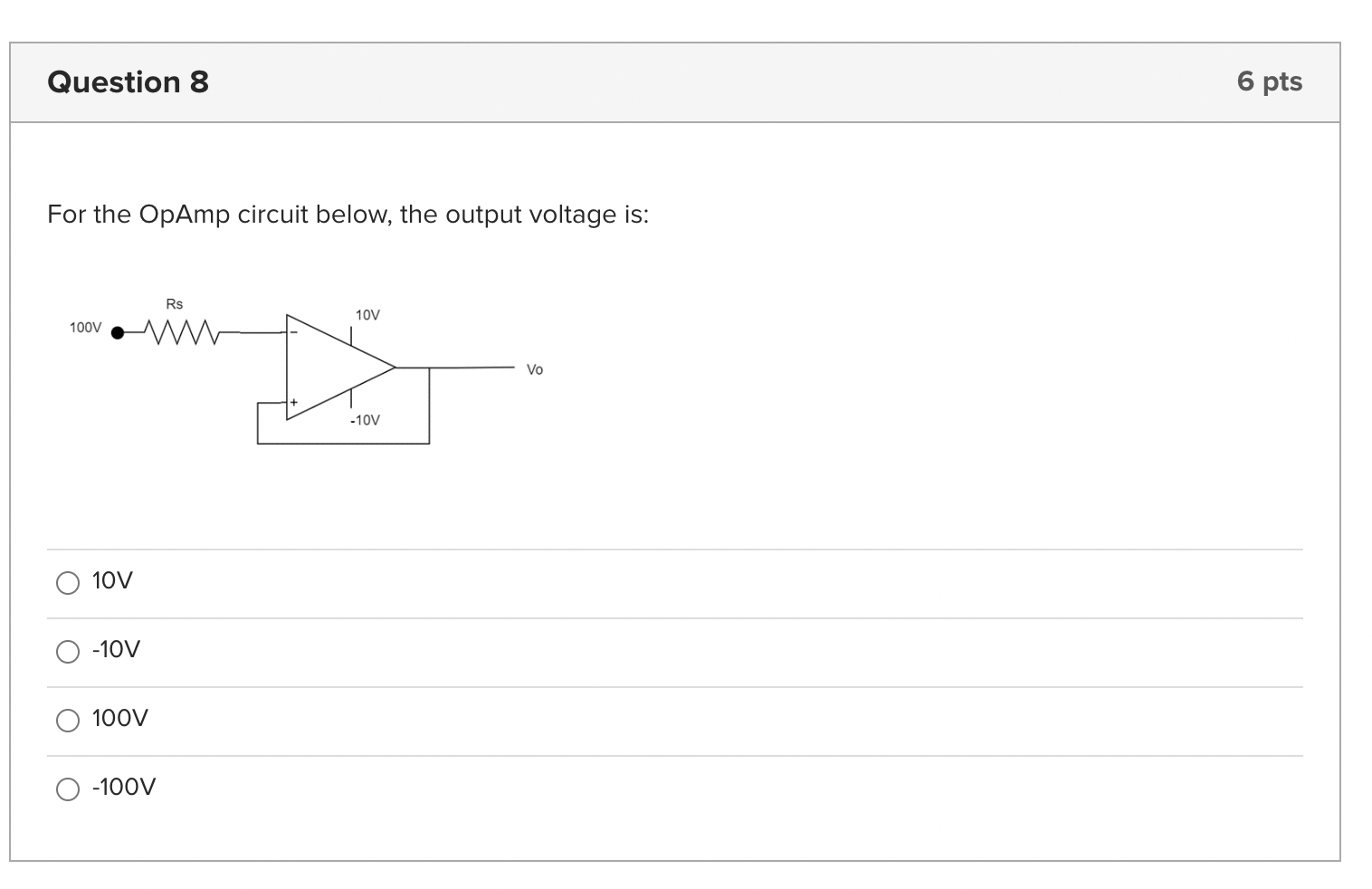 Solved For the OpAmp circuit below, the output voltage is: | Chegg.com