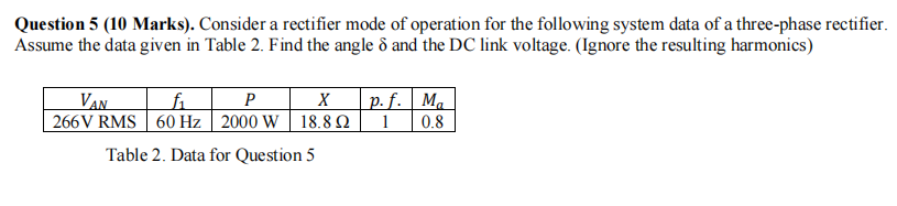 Solved Question 5 (10 Marks). Consider a rectifier mode of | Chegg.com