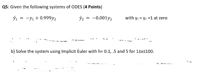 Solved Q5: Given the following systems of ODES (4 Points) Ýi | Chegg.com