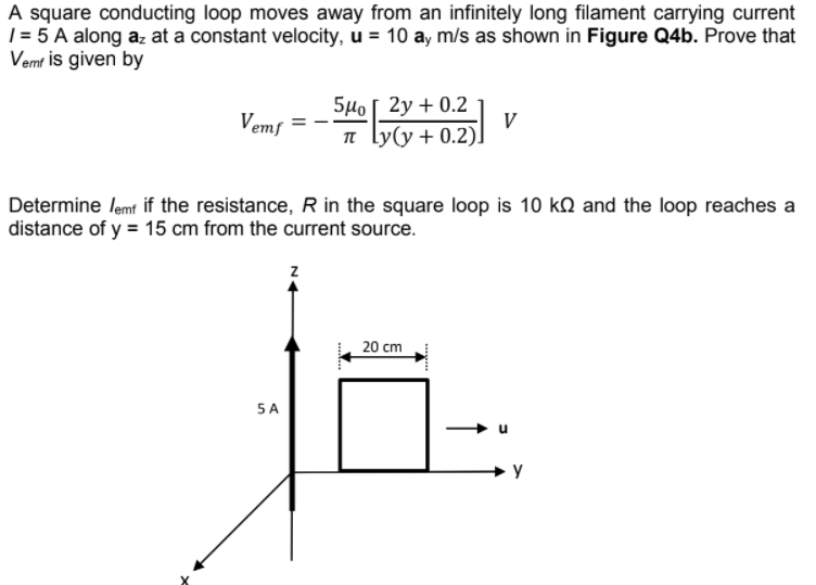 Solved A square conducting loop moves away from an | Chegg.com