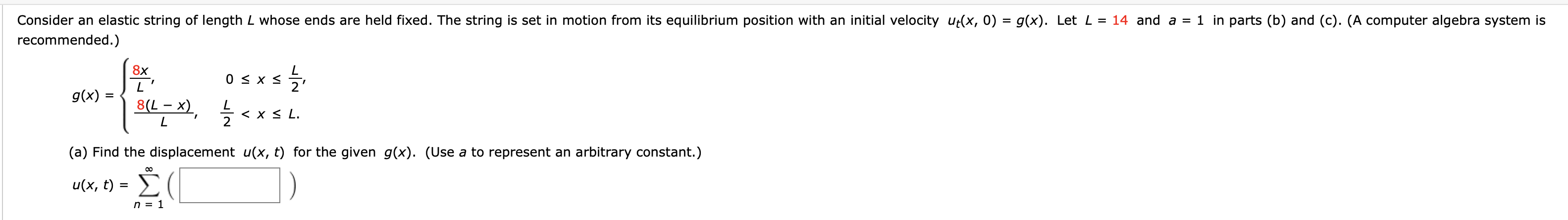 Solved Consider an elastic string of length L whose ends are | Chegg.com