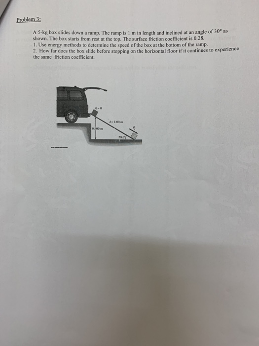 Solved Problem 3: A 5-kg box slides down a ramp. The ramp is | Chegg.com